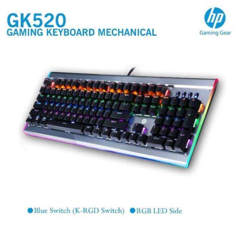Jual Hp Gk520 Full Mechanical Rainbow Backlight Gaming Keyboard Blue ...