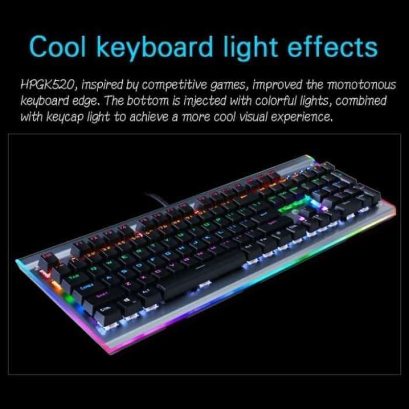 Jual Hp Gk520 Full Mechanical Rainbow Backlight Gaming Keyboard Blue ...