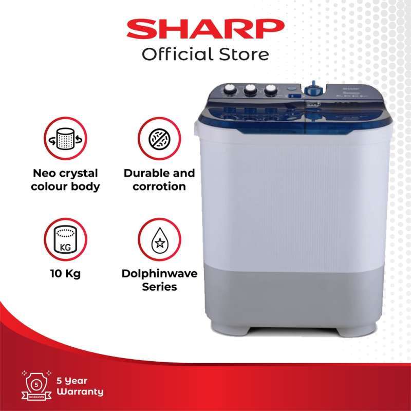 Promo SHARP ES-T1090 BK/VK/PK Mesin Cuci Twin Tub Dolphinwave Series 2 ...