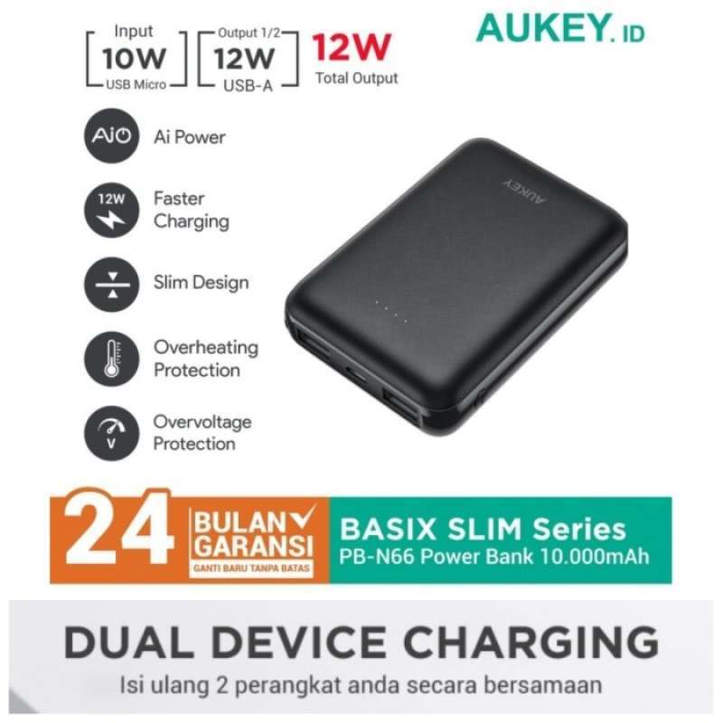 Promo Aukey Pb-n66 - Basix Slim Series - 10000mah Ultra-compact Powerbank Diskon 41% Di Seller ...