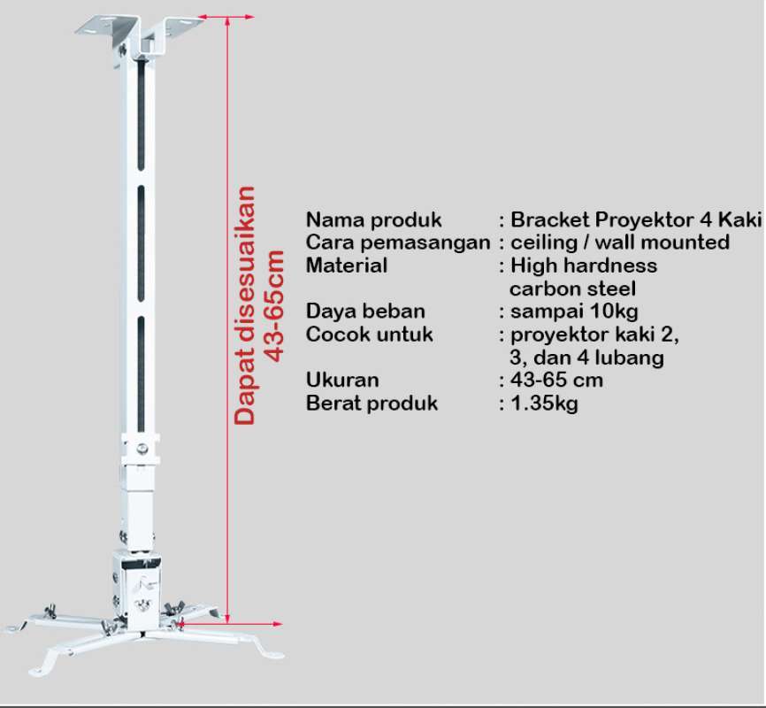 Jual Bracket Proyektor Gantung Universal 4 Kaki | Hanging Projector ...