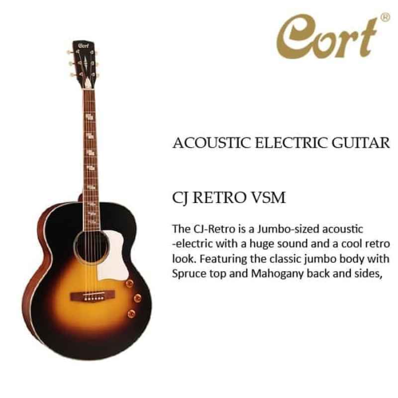 Promo Gitar Akustik Elektrik CORT CJ RETRO VSM JUMBO Guitar Acoustic ...