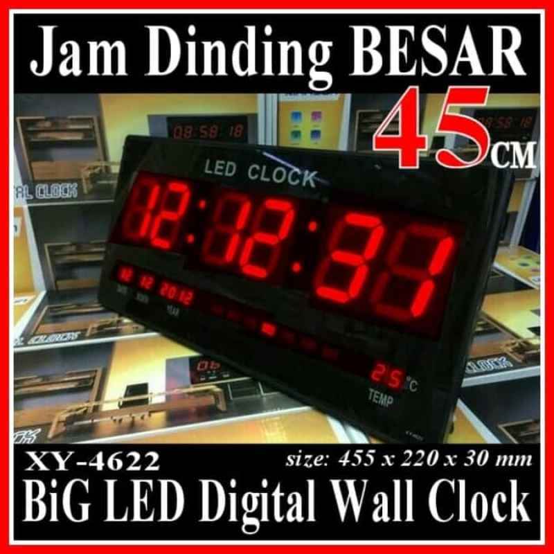 Jual XY-4622 JAM DINDING DIGITAL LAYAR BESAR 45 CM LED CLOCK WALL di ...
