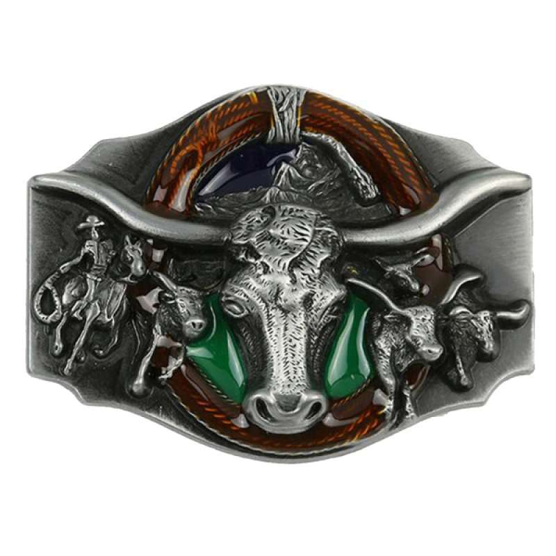 Jual Vintage Mens Belt Buckle Bull Head Western Cowboy Native American ...