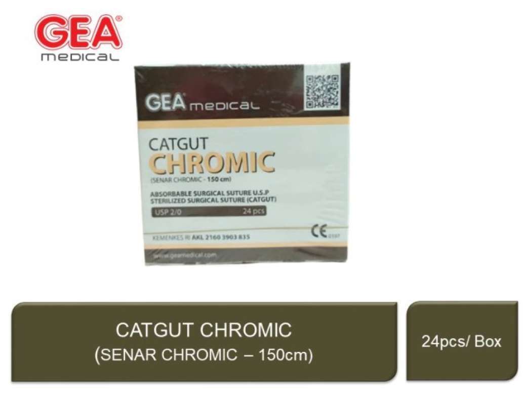 Jual Gea Catgut Chromic Tanpa Jarum 150Cm/ Benang Jahit Steril Gea di ...