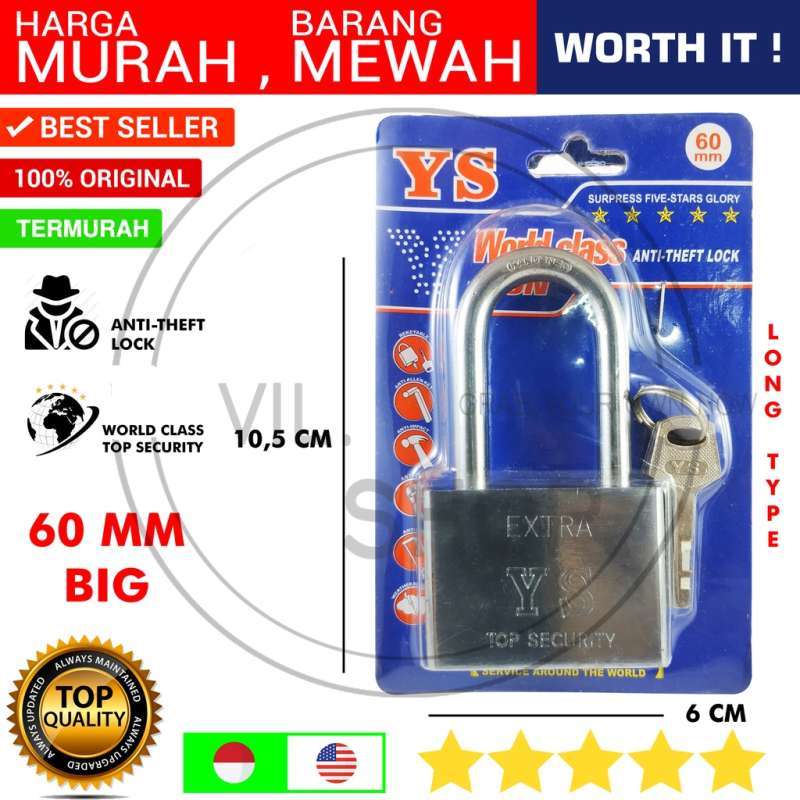 Jual Gembok Padlock 60 Mm Besar Tangkai Panjang Tahan Anti Maling ...