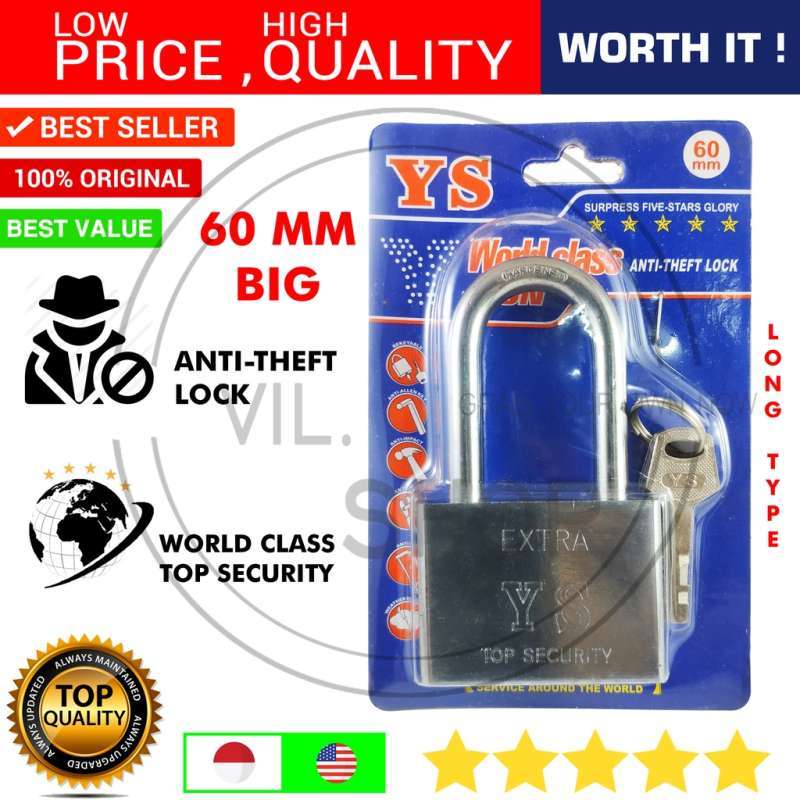 Jual Gembok Padlock 60 Mm Besar Tangkai Panjang Tahan Anti Maling ...