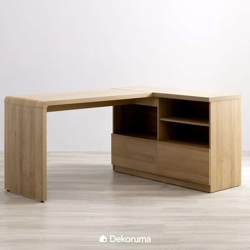 Jual Dekoruma Mika Meja Belajar Sudut Dengan Lemari Kabinet Dan Rak ...