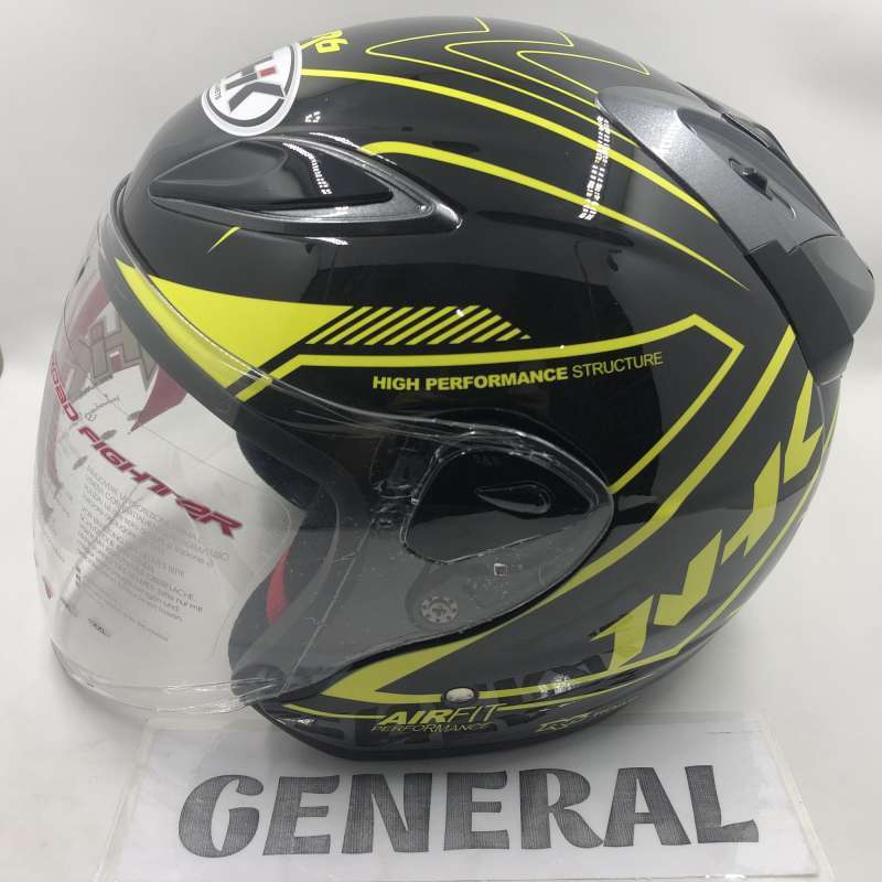 Jual Helm NHK R6 Motif Airfit Black Yellow Glossy Hitam Kuning Half ...