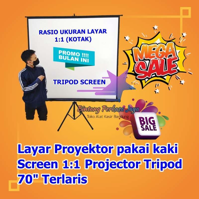 Jual Layar Proyektor Pakai Kaki 70 Screen Screen 1:1 ATAU KOTAK ...