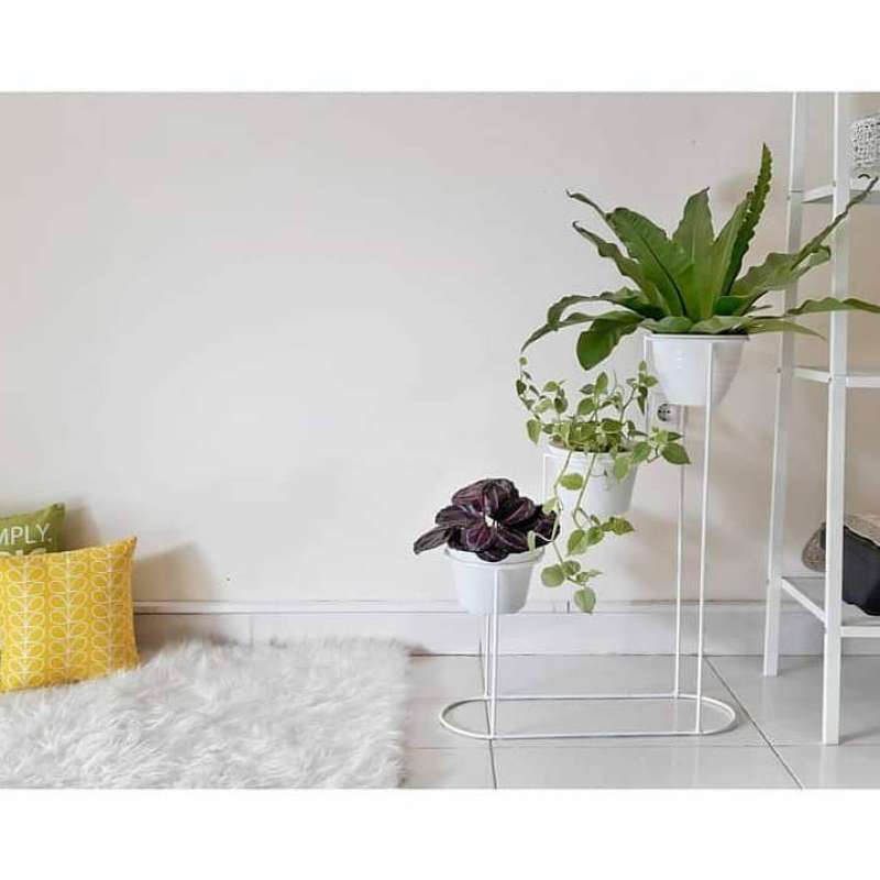 Jual Standing Pot Bunga Besi/Standing Pot Besi Rak Shabby/Cat Hitam Dan ...