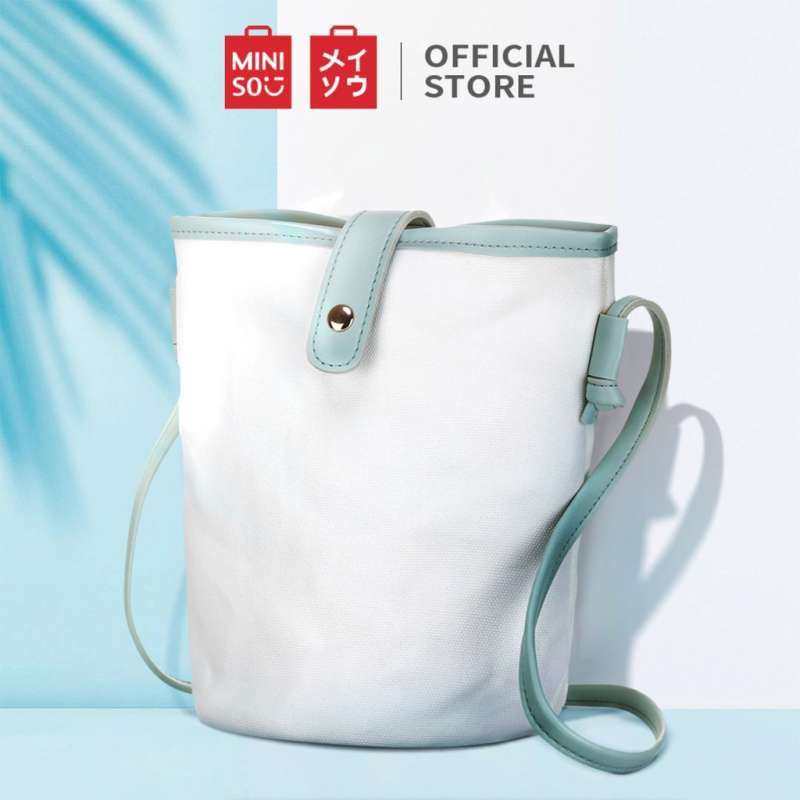 Jual MINISO Tas Selempang Wanita Tas Ember Bucket Bag Sling Bag Canvas ...
