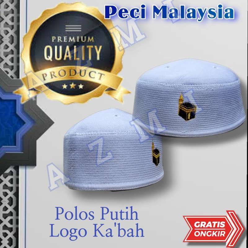 Jual Peci peci malaysia murah malaisia logo songkok kopiah Putih Logo ...