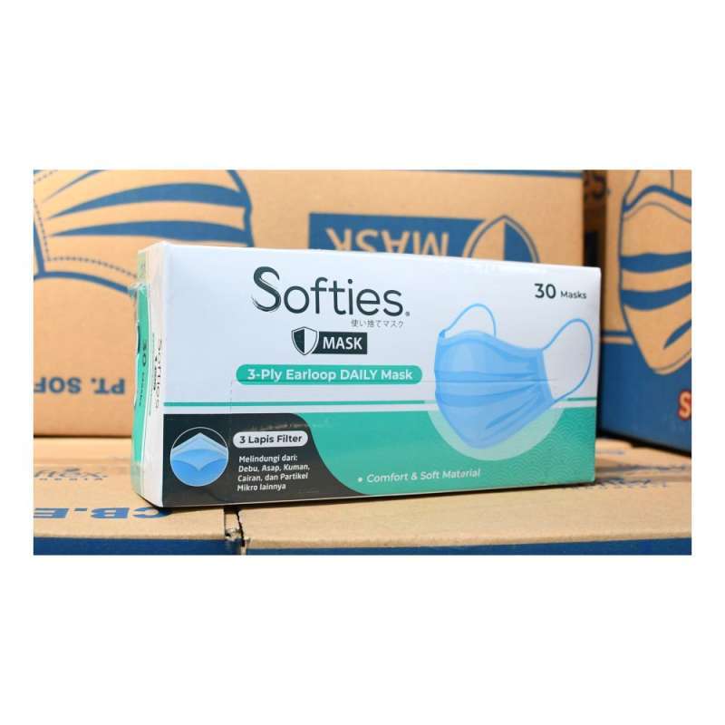 Jual Masker SOFTIES Daily Mask 1 box isi 30 masker 3 lapis di Seller ...