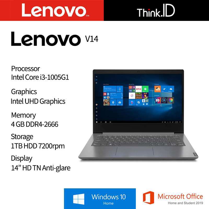 Jual LENOVO V14-IIL i3 1005G1, 4GB, 1TB HDD, 14, Win 10 Home, OHS di Seller Think.id Official ...