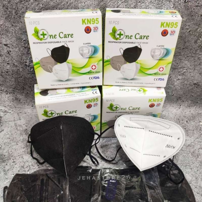 Promo ONE CARE KN95 MASKER WARNA HITAM 1 BOX ISI 10 PCS Diskon 35% di ...