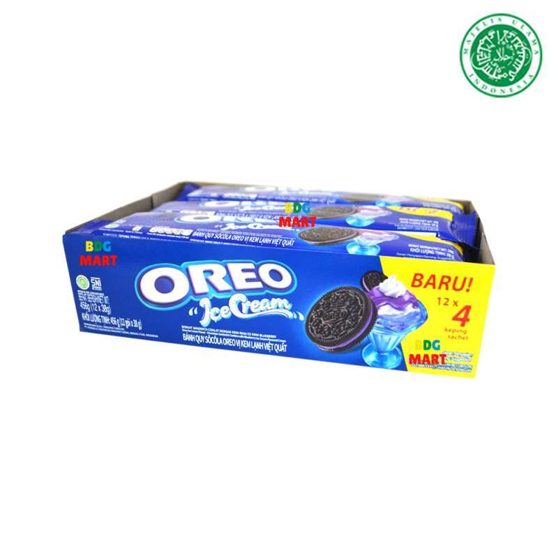 Jual Box Oreo Lup Isi 4 Rasa Ice Cream Blueberry Halal Mui - 12 X 38gr ...