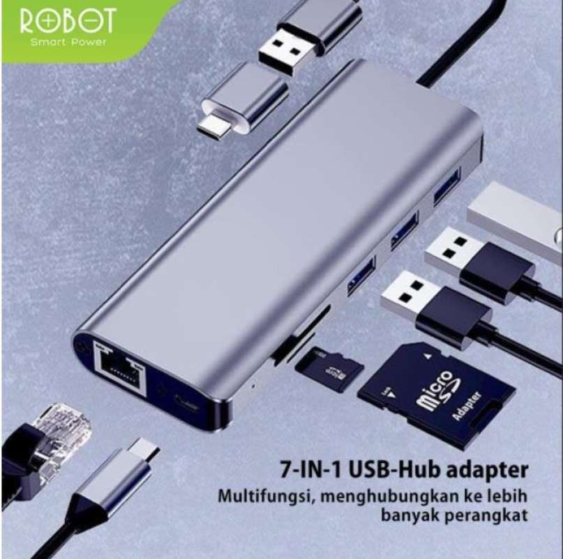 Promo ROBOT USB HUB HT370 Multiport 7 in1 USB Type C HUB Adapter ...