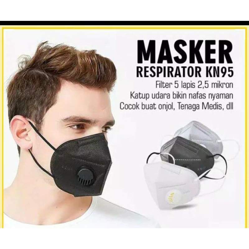 Jual Masker Kesehatan Kn95 Respirator Filter Valve Warna Hitam Putih ...