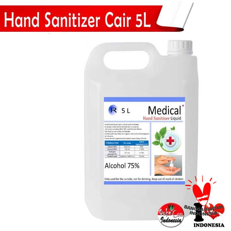 Promo Hand Sanitizer 5 Liter Cair Medical Kesehatan alkohol 75% ...