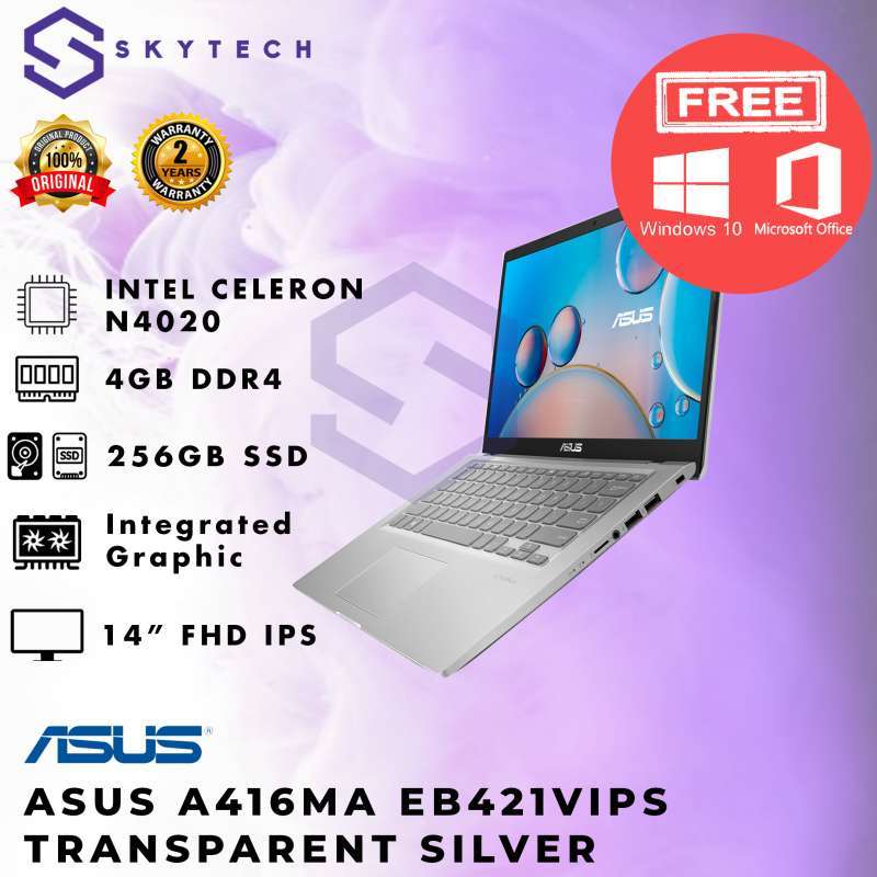 Jual LAPTOP ASUS VIVOBOOK N4020 4GB SSD 256GB SEKOLAH A416MA EB421VIPS ...