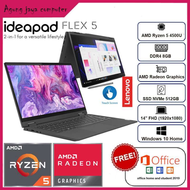 Jual Lenovo Ideapad Flex Are Ryzen U Gb Gb Fhd W Ohs Graphite Grey Di Seller