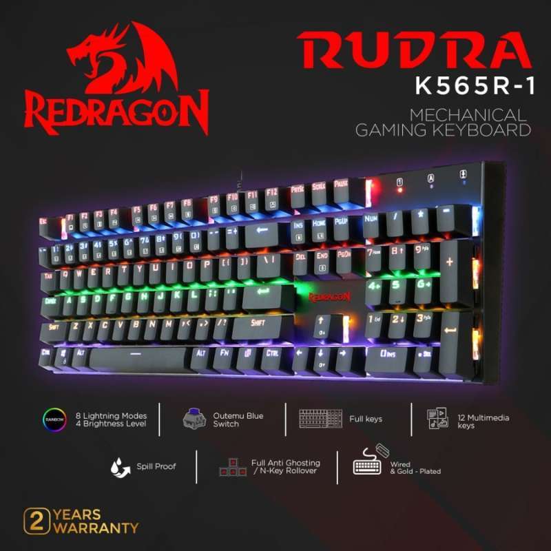 Jual Redragon Mechanical Gaming Keyboard Rainbow Rudra - K565r-1 Di ...