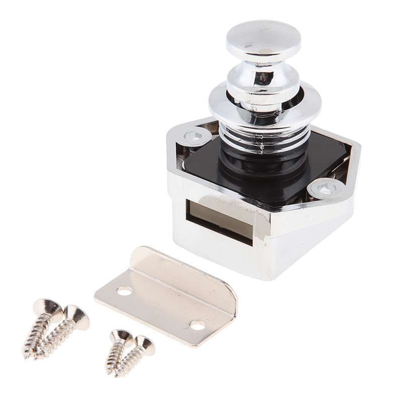 Jual Chrome Push Button Latch Keyless Drawer Cupboard Door Catch Lock ...