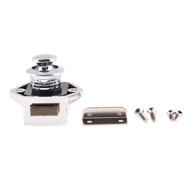 Jual Chrome Push Button Latch Keyless Drawer Cupboard Door Catch Lock ...