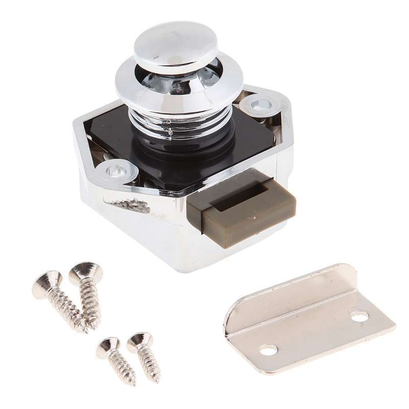 Jual Chrome Push Button Latch Keyless Drawer Cupboard Door Catch Lock ...