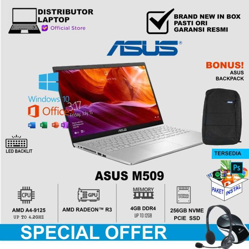 Jual Laptop Asus M509BA-HD421 / HD422 AMD A4-9125 RadeonR3 4GB 256GB ...