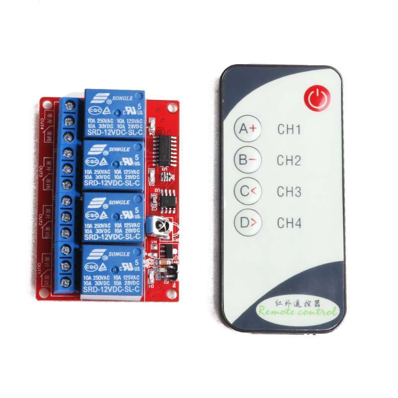 Promo 4 Channel 4CH 12V LED Relay Module with IR Infrared Remote ...