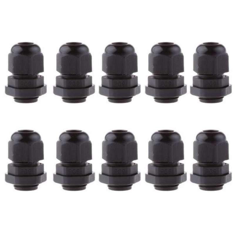 Jual 20pcs PG9 Waterproof Wire Cable Glands Clamp Black Plastic ...