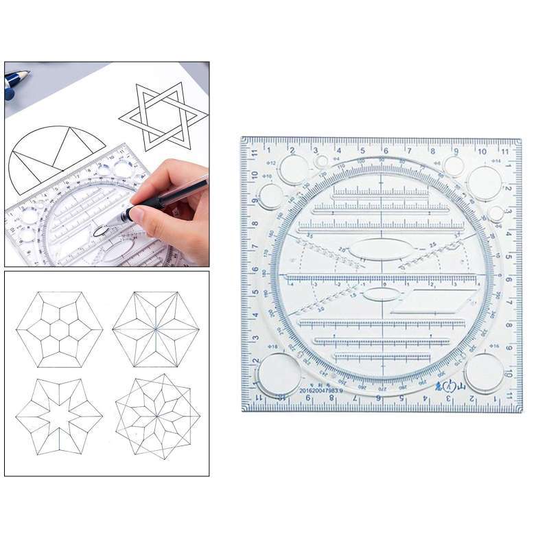 Jual Plastic Geometric Template Ruler Stencil Rotary Drawing Tool Kids ...
