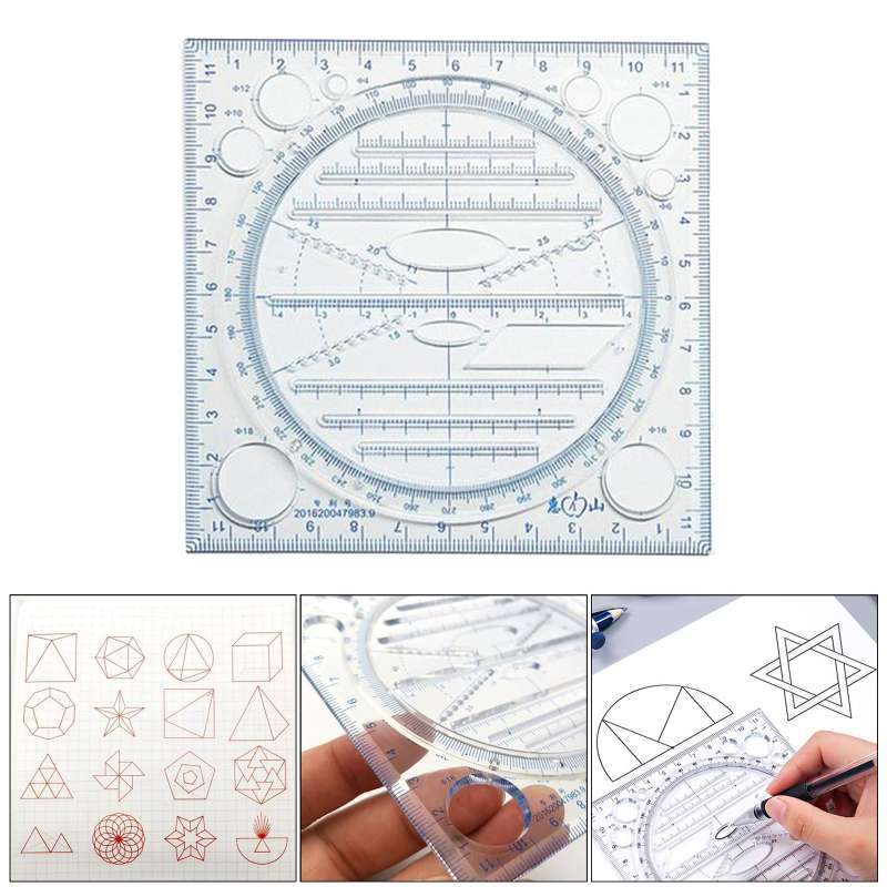 Jual Plastic Geometric Template Ruler Stencil Rotary Drawing Tool Kids ...