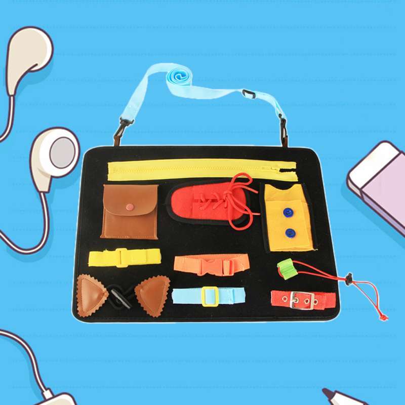 Jual Montessori Toddler Busy Board Dress Snap Zip Tie Laces Learning ...