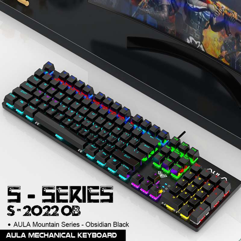 Jual Keyboard Gaming Mechanical Aula S-2022 Black – Rgb Display Rainbow ...