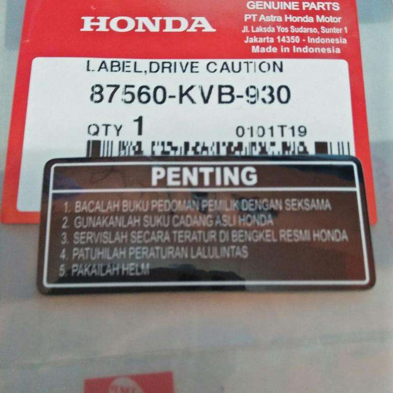 Jual Honda Genuine Parts Logo Label Sticker Peringatan Penting for ...