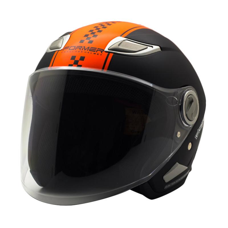 Jual Cargloss Former Flo Orange Helm Open Face - Black Doff - L di ...