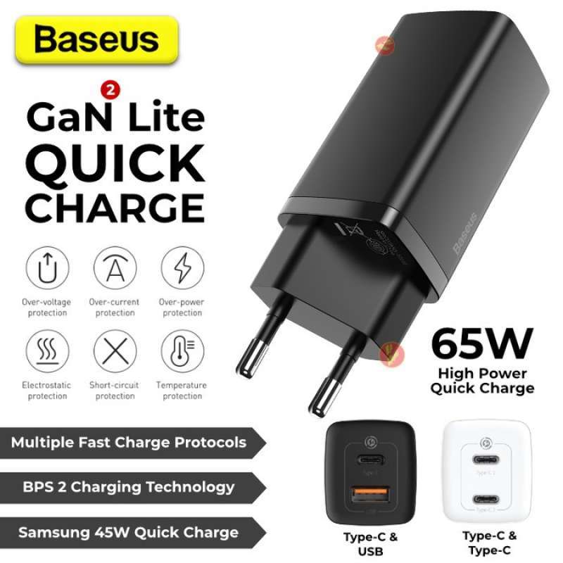 Jual BASEUS Adaptor Adapter Gan2Lite Quick Fast Charger USB Dual Type C ...