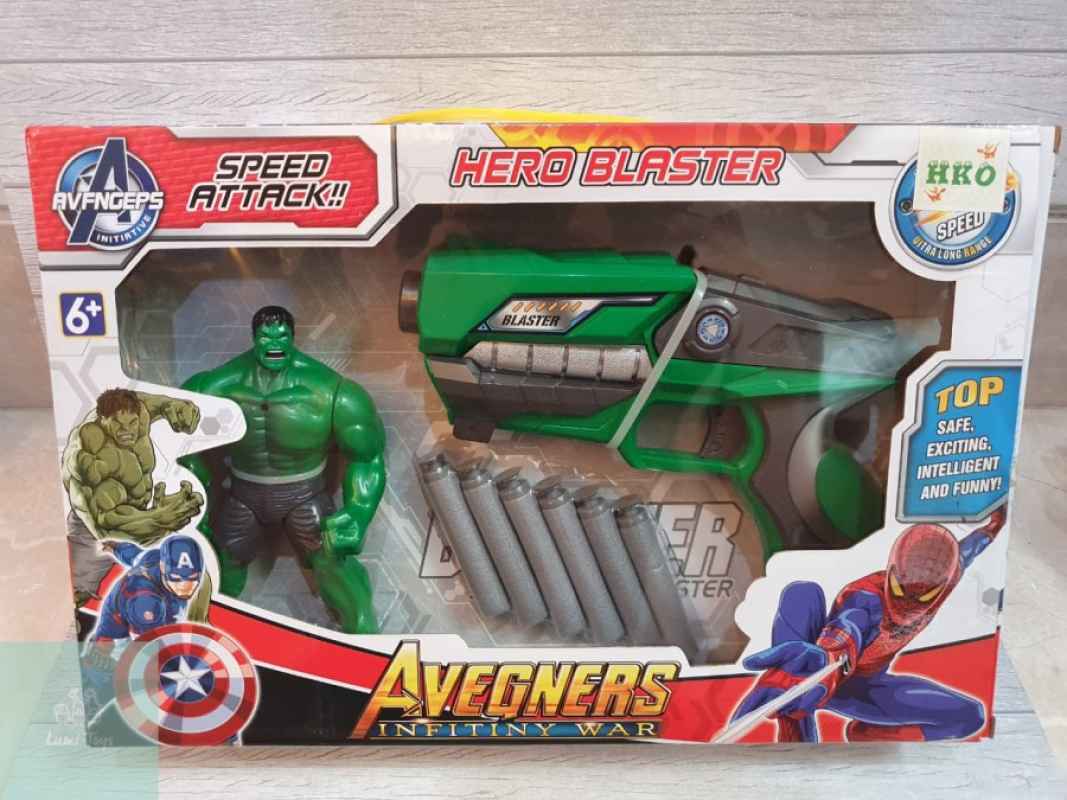 Jual Mainan Pistol Nerf Gun + Action Figure Avengers Hulk Green SB431 ...
