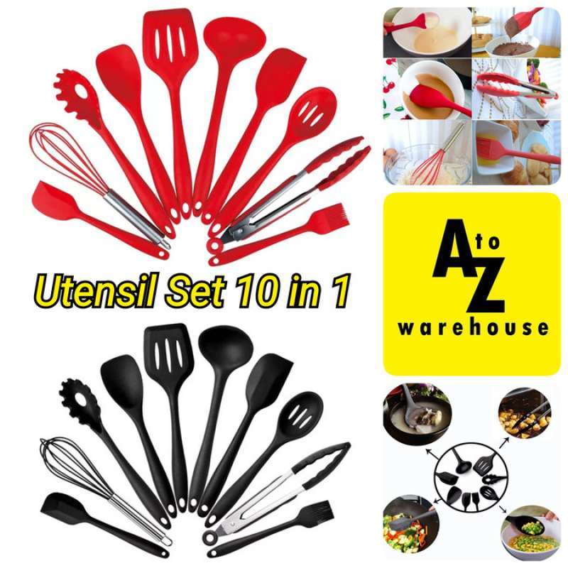 Jual Silikon Utensil Set 10 In 1 Spatula Cooking Set Alat Dapur Sutil ...
