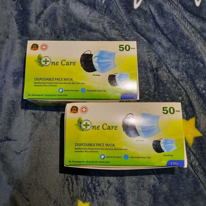 Jual Masker One Care Earloop 3ply Isi 50pcs Warna Putih di Seller Kasih ...