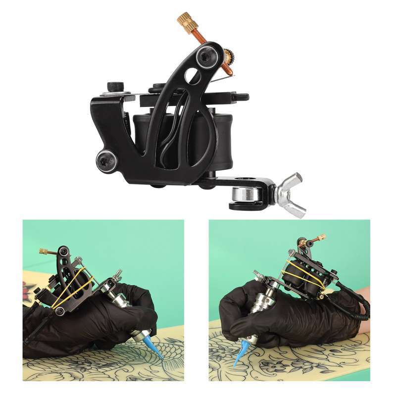 Promo Tattoo Coil Machine Gun 8 Wraps Liner Shader Cast Iron Frame High ...