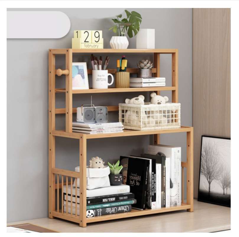 Jual Rak Buku Kayu Meja Rak Stationery Desktop Storage Rak Penyimpanan ...