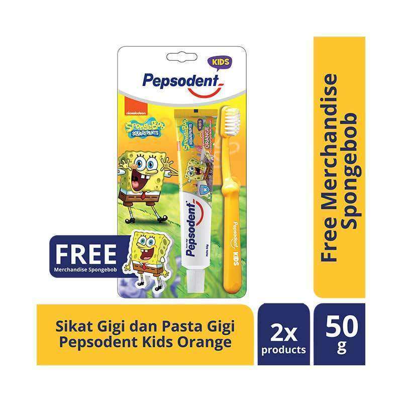 Jual Pepsodent Kids Sikat Gigi Anak Spongebob + Pasta Gigi Orange [50 g ...