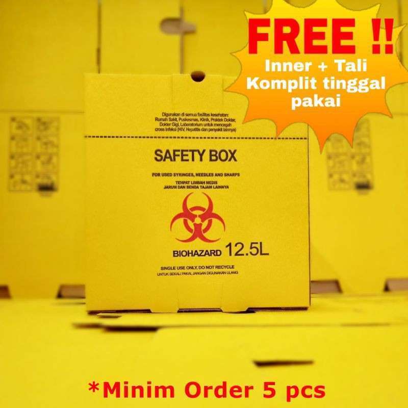 Jual Safety Box 12 5 Liter Biohazard Medis Inner+Tali Komplit Tempat ...