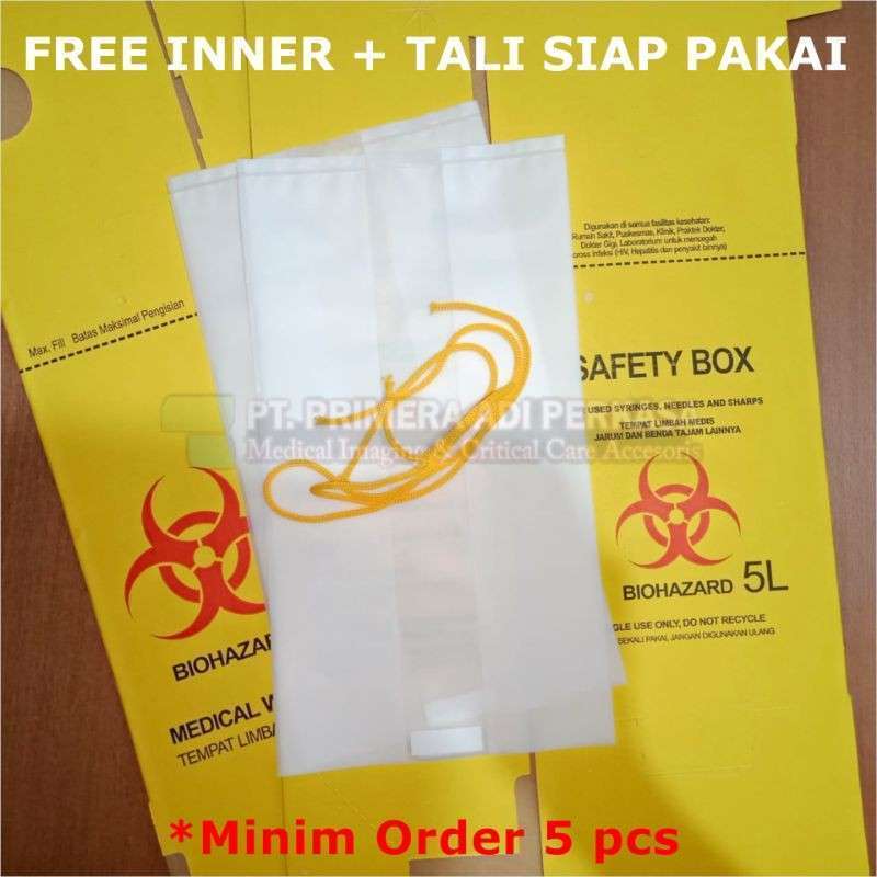 Jual Safety Box 5 Liter Biohazard Medis Inner+Tali Komplit Tempat ...