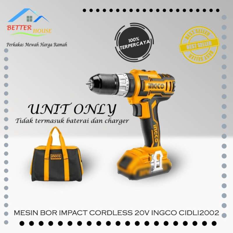Jual MESIN BOR IMPACT CORDLESS 20V INGCO CIDLI2002 UNIT SAJA di Seller ...