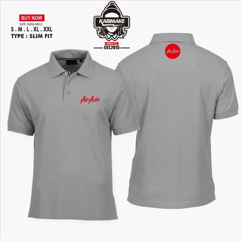 Jual Polo Shirt Kaos Polo Air Asia Logo Kaos Perusahaan - XL ABU di ...